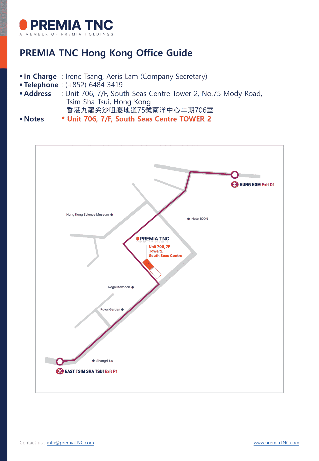 Office Guide Map - Premia TNC
