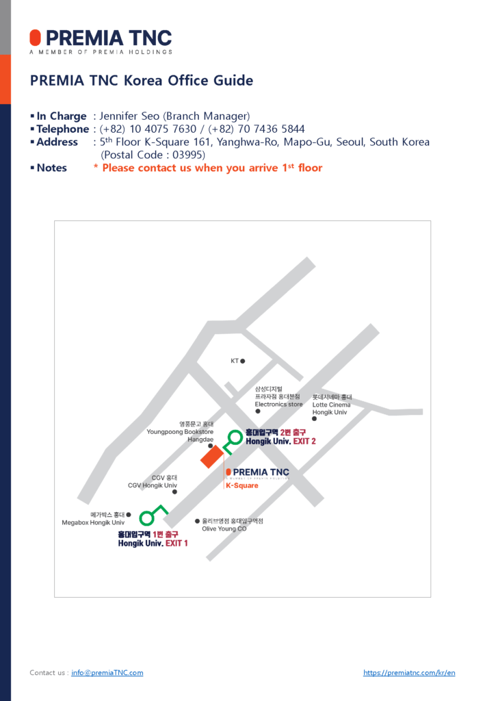 Korea Office Guide Map - Premia TNC