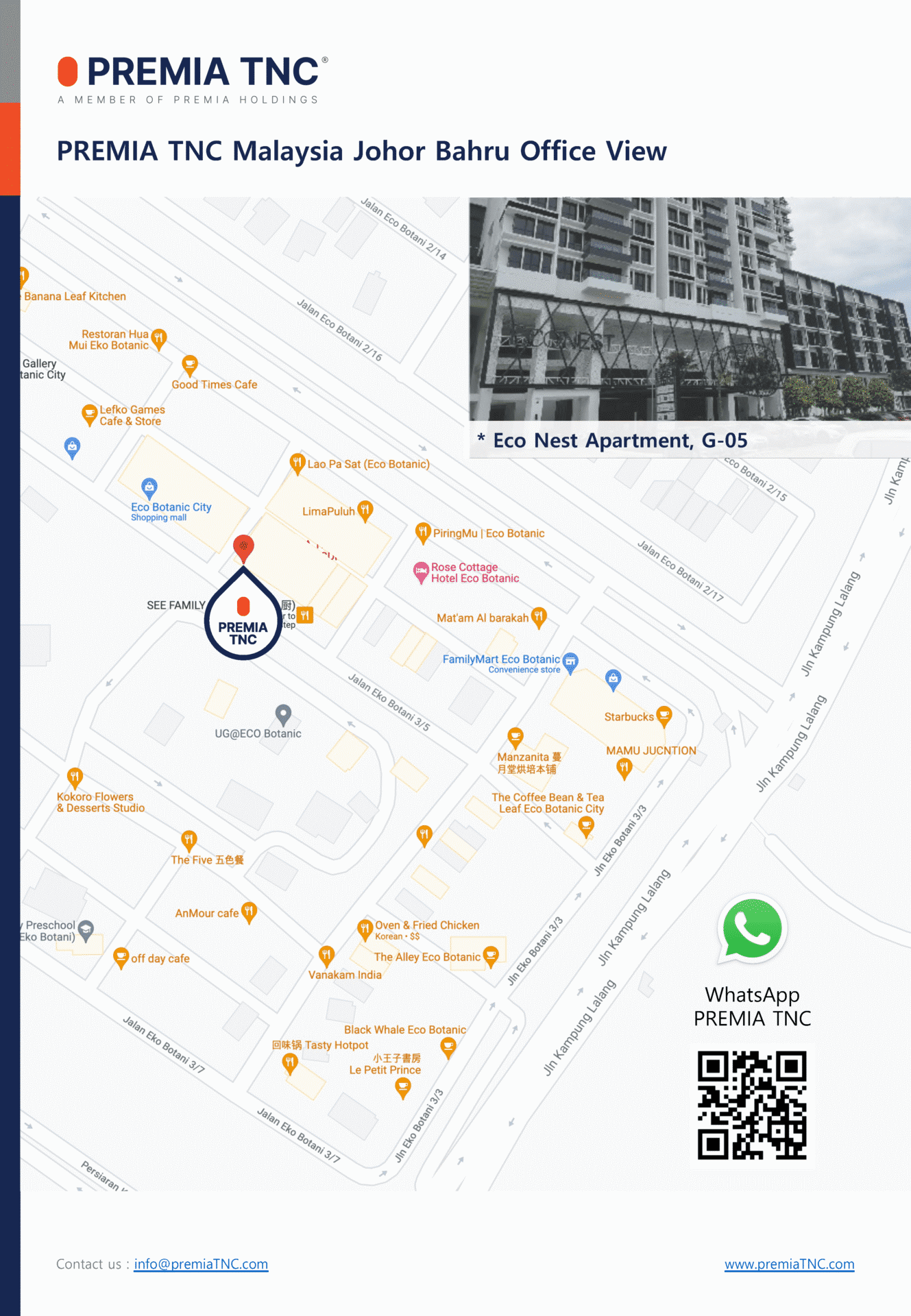 Johor Bahru Office Guide Map - Premia TNC