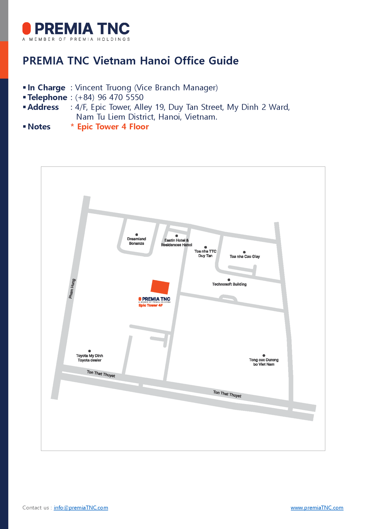 Hanoi Office Guide Map - Premia TNC